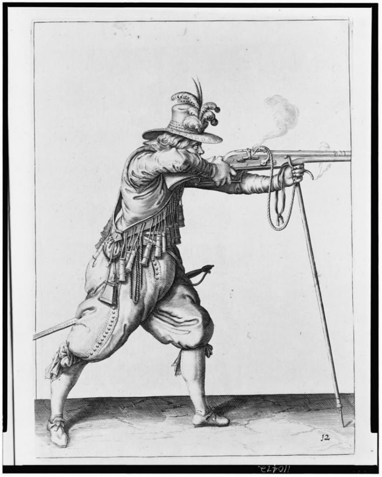Soldier With Matchlock Rifle Line Drawing - SurvivalBlog.com