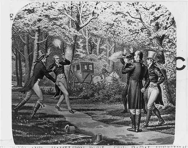 The Aaron Burr and Alexander Hamilton duel, 11 July, 1804, at Weehawken ...
