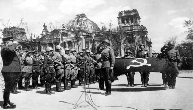 On May 2, 1945, the Soviet Union announced the fall of Berlin