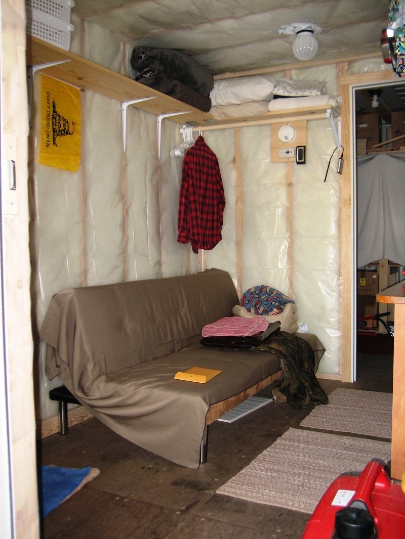 A CONEX Cabin at Our BOL, by Montana Guy. Partitioned 2x4s walls