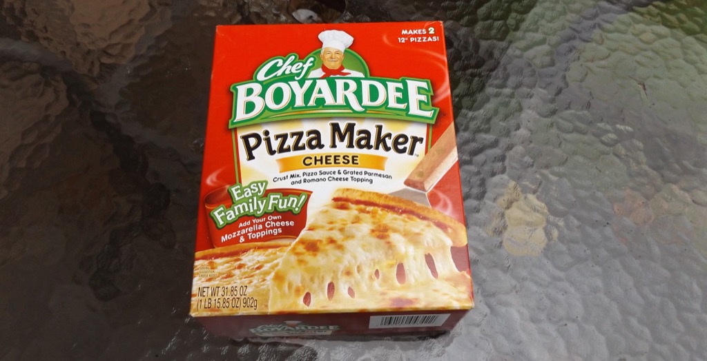 Boxed Survival Pizza. Two packs of flour to make two 12-inch pizzas.