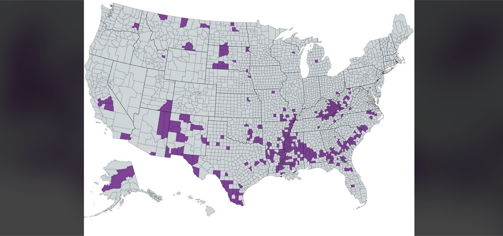 Today's graphic depicts Persistent Poverty, by county.