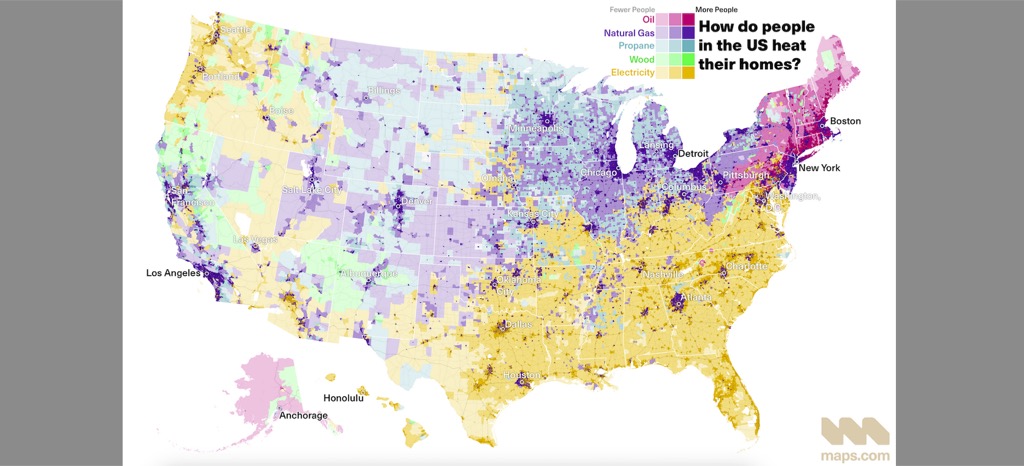 Home Heating Fuels Map: How Americans Heat Their Homes. (Graphic ...