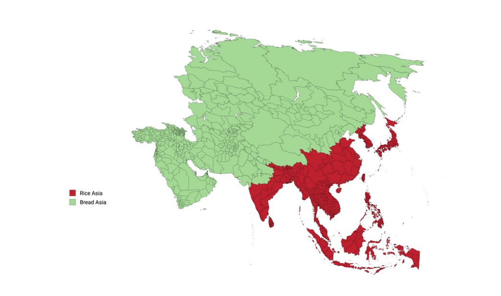 Today's graphic: A map showing Rice Asia versus Bread Asia.