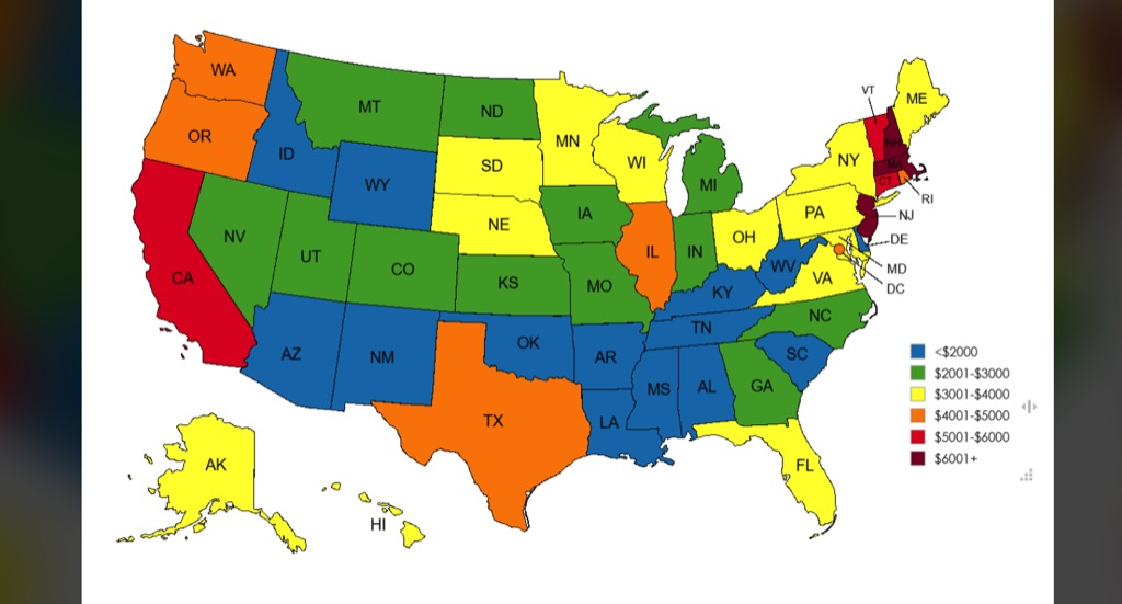 Today's graphic: A map showing the annual property tax bill for owning ...