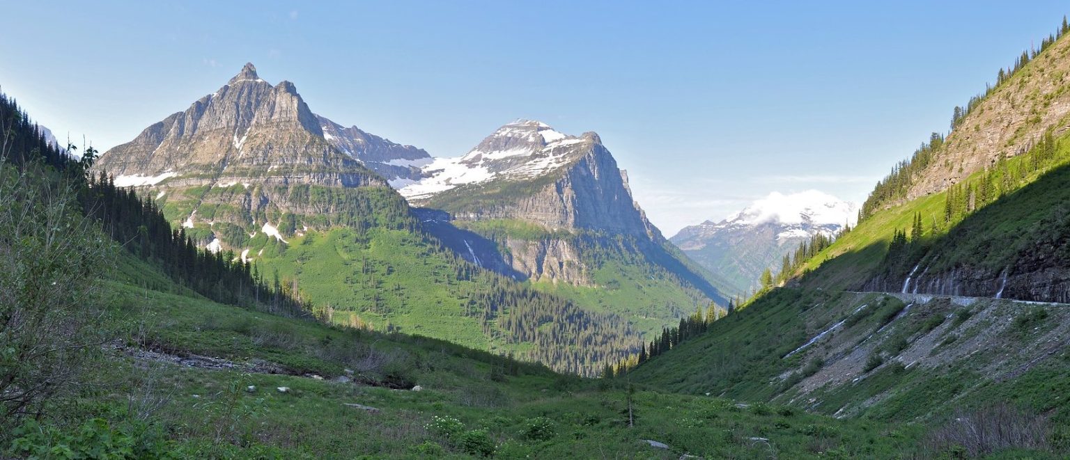 Glacier National Park, Montana. The "Weeping Wall" can be seen.