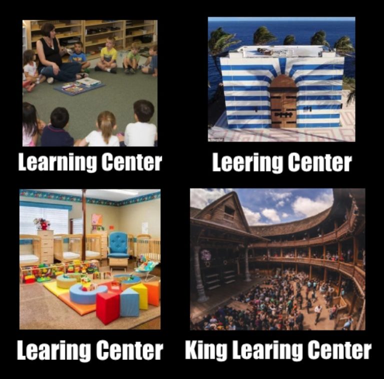 Meme: Learning Center Leering Center Learing Center King Learing Center.