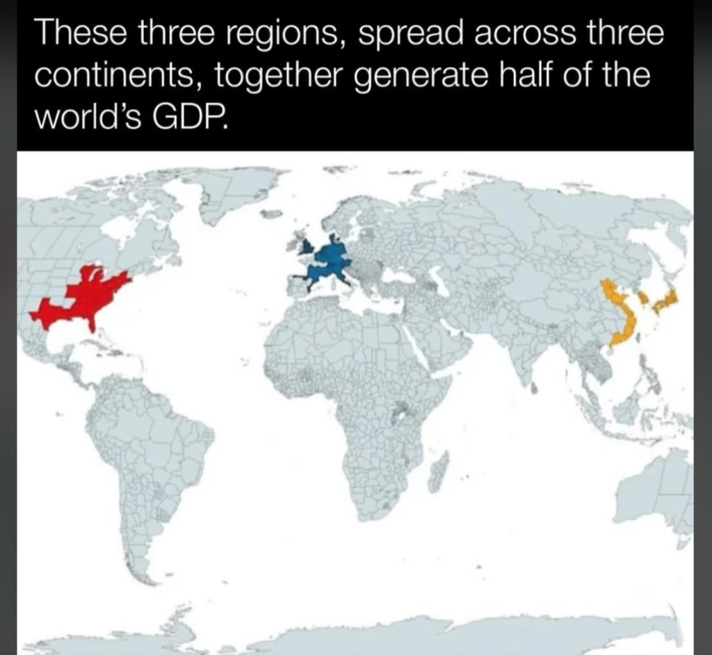 Today's graphic: Global GDP Clusters. These three regions, spread ...